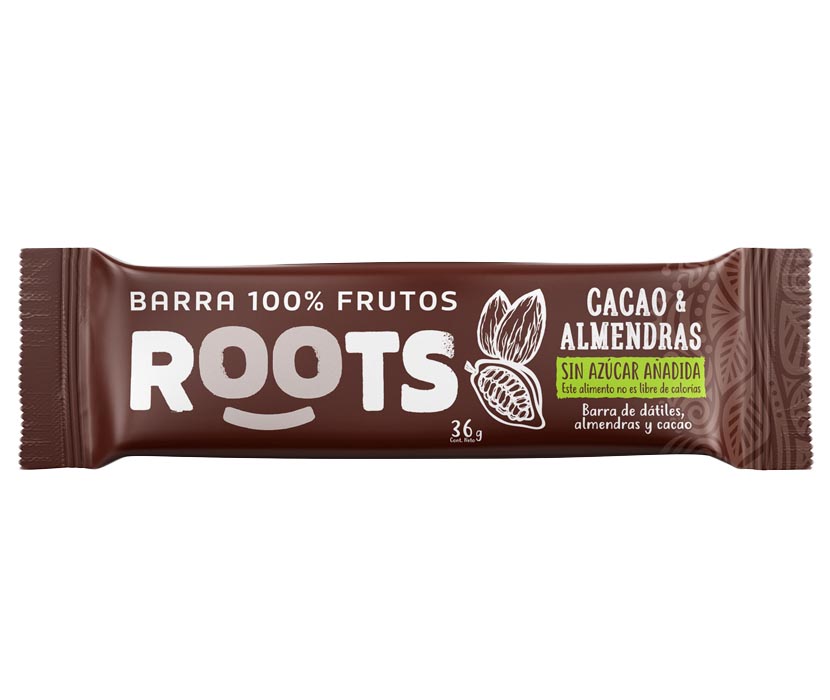 Fork | Barra almendras y cacao Roots, 35 g | Online, Tiendas, Delivery